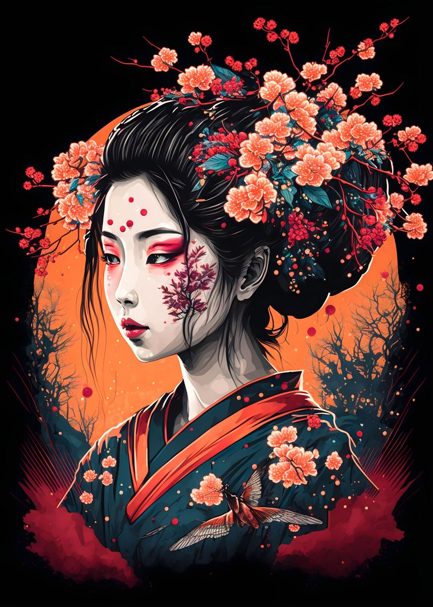 'Japanese Geisha' Poster, picture, metal print, paint by Green Homee ...