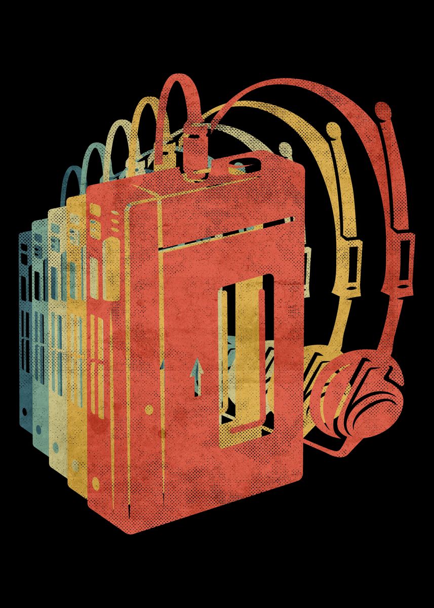 'Walkman Retro Retro' Poster, picture, metal print, paint by El Tropico ...