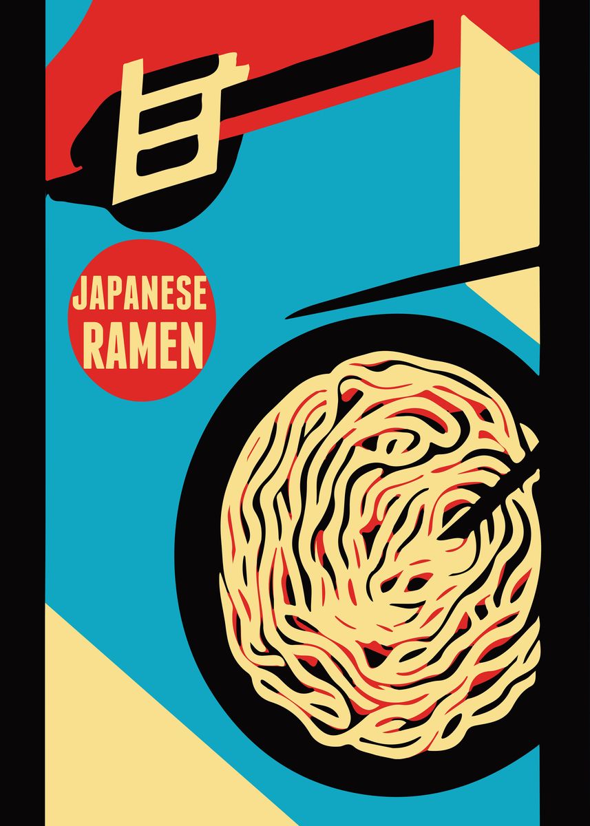 'Japanese Ramen Poster' Poster, picture, metal print, paint by BluePinkPanther | Displate