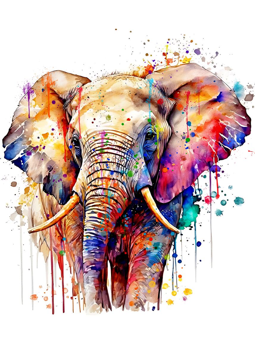 'Elephant' Poster, picture, metal print, paint by ha ru | Displate