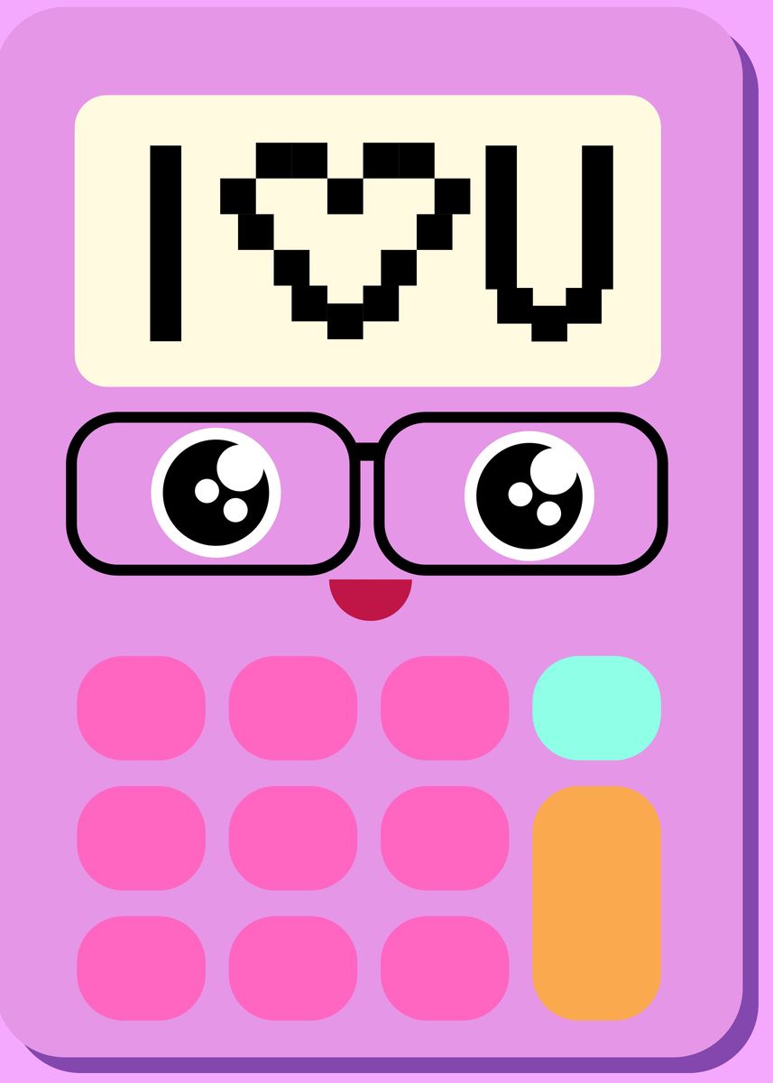 'Cute Valentine Calculator' Poster, picture, metal print, paint by ...