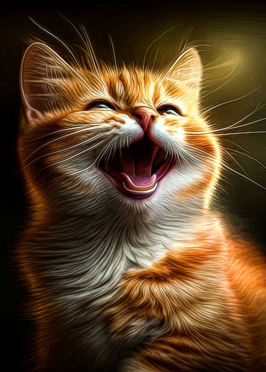 'Cat' Poster, picture, metal print, paint by minh doan | Displate