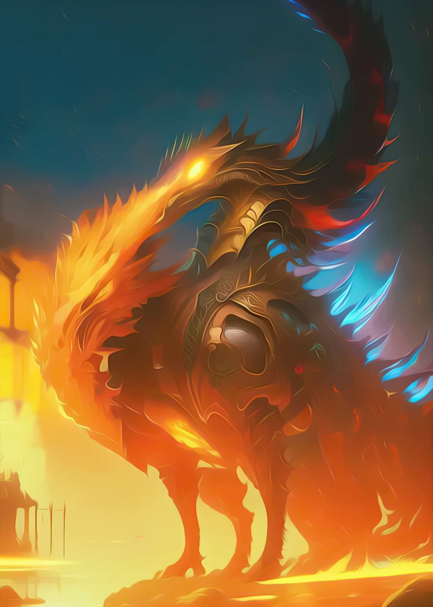 'Flame Dragon Commander' Poster, picture, metal print, paint by amelie ...
