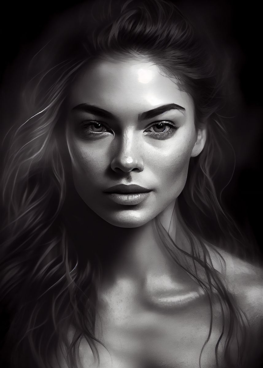 'Woman Charcoal Portrait' Poster, picture, metal print, paint by ...