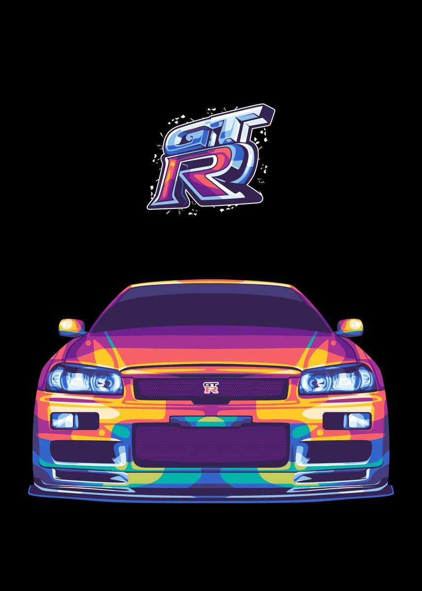 'Gtr r34' Poster, picture, metal print, paint by Dedew Doublede | Displate