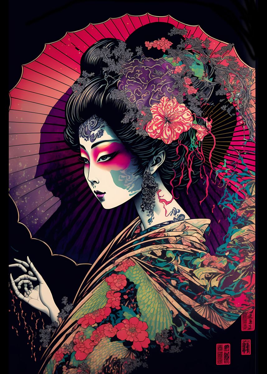 Japanese Samurai Geisha Wallpaper