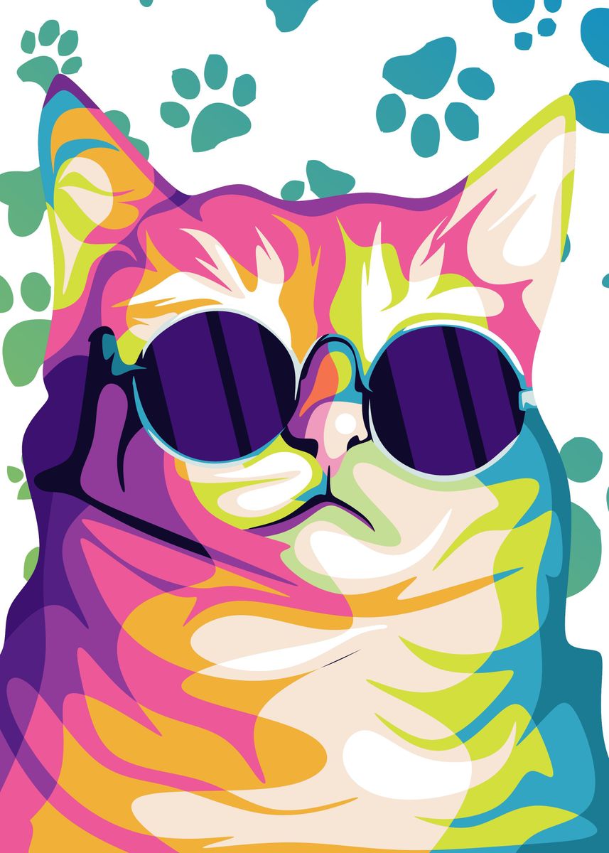 'cats' Poster, picture, metal print, paint by Dede wiradinata | Displate