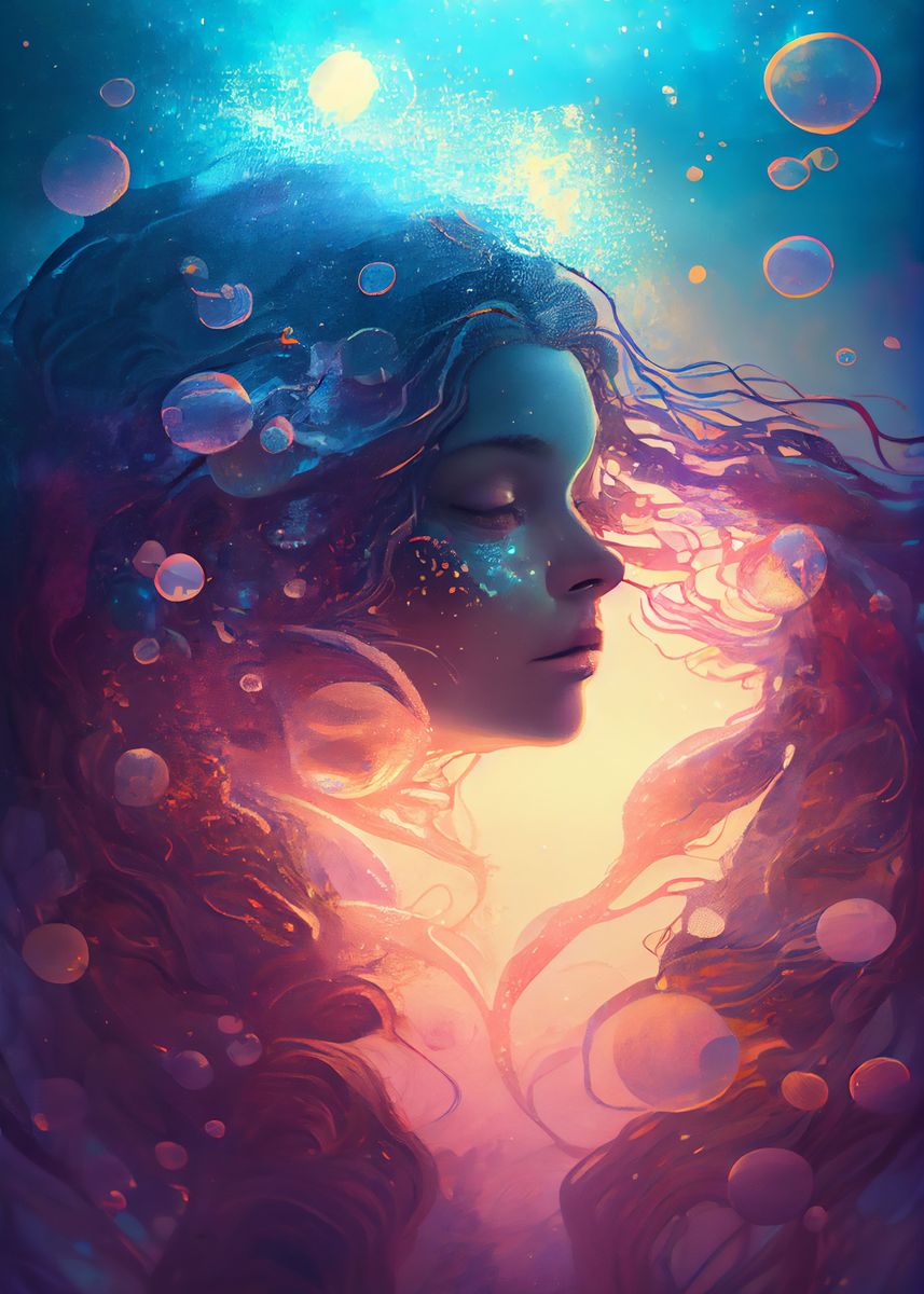 'Mermaid' Poster, picture, metal print, paint by Bofferding | Displate