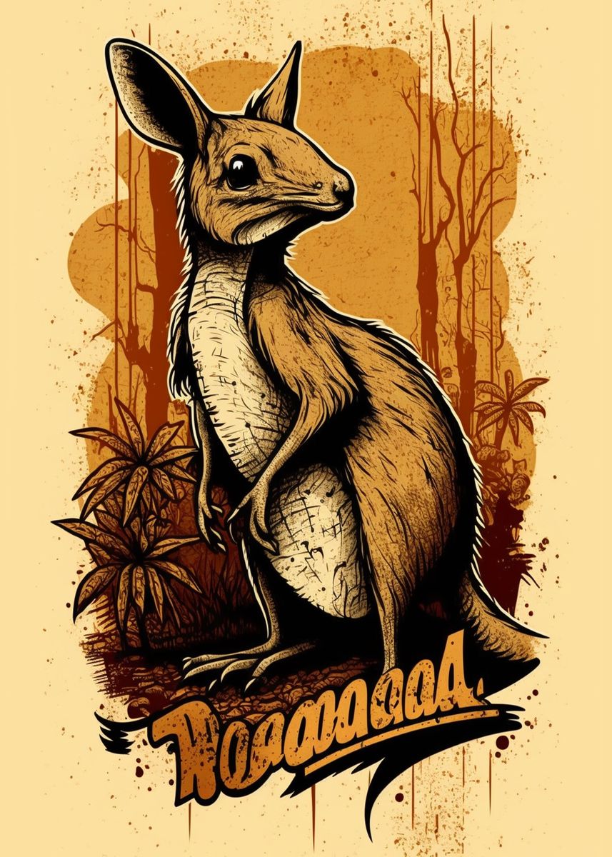 'Comic Kangaroo' Poster, picture, metal print, paint by Zukato | Displate