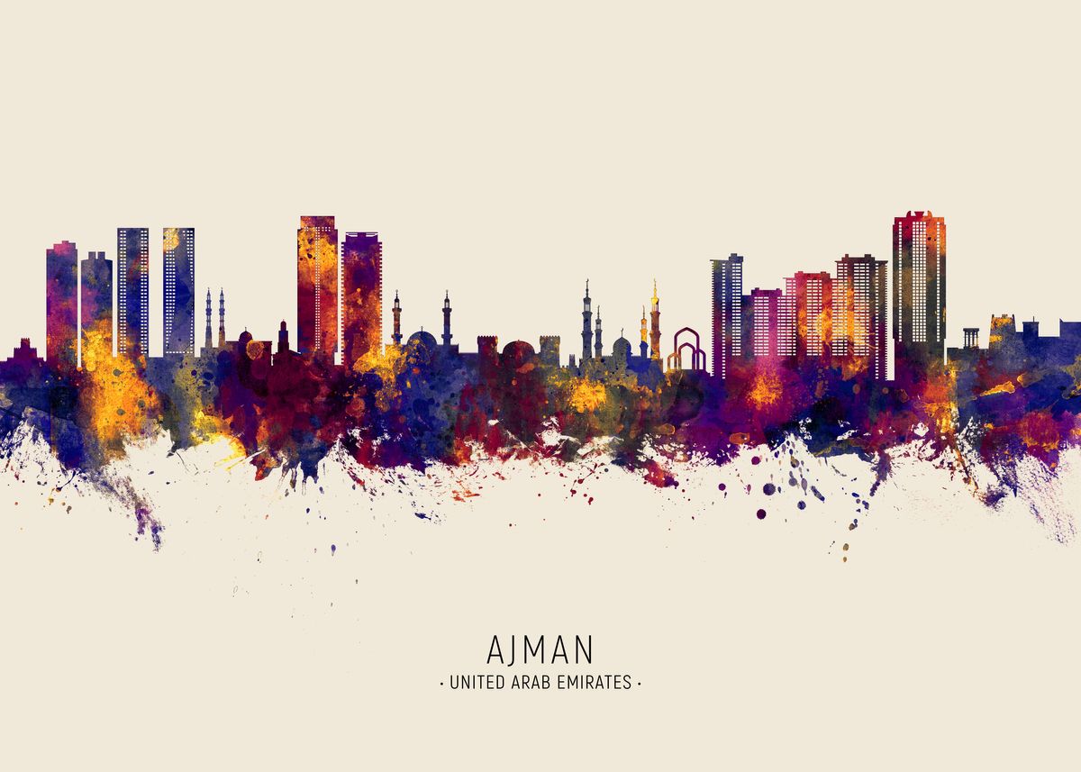 'Ajman Skyline' Poster by Michael Tompsett | Displate