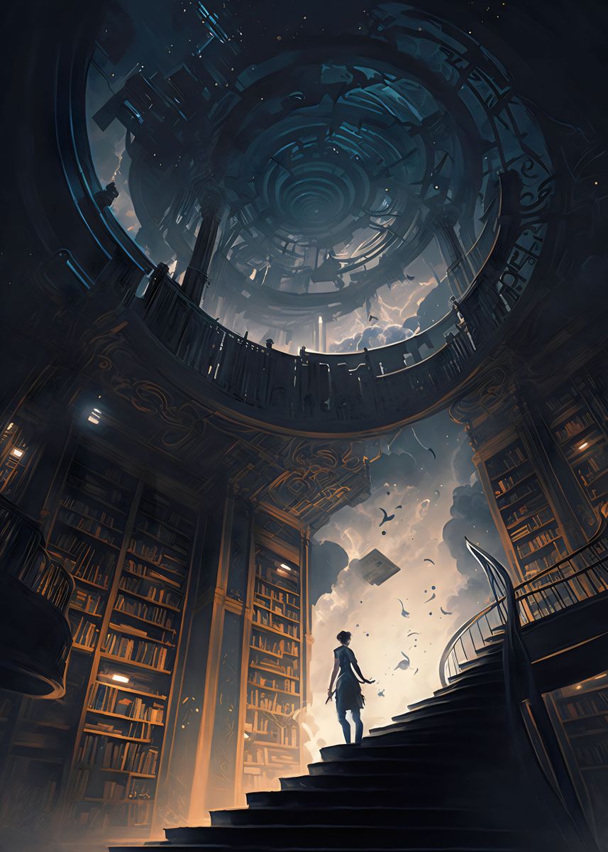 'Infinity library' Poster, picture, metal print, paint by Nathan Ponty ...