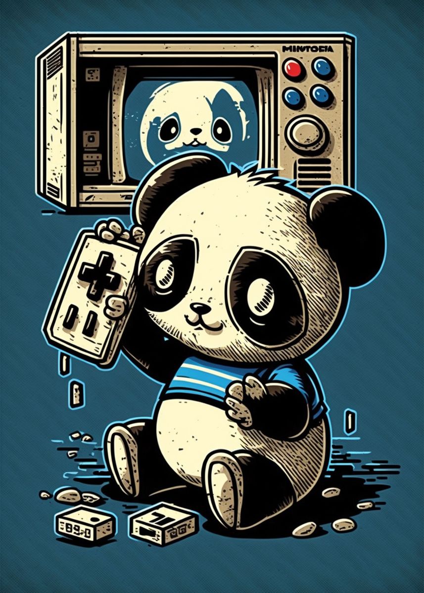 'Comic Panda' Poster, picture, metal print, paint by Zukato | Displate