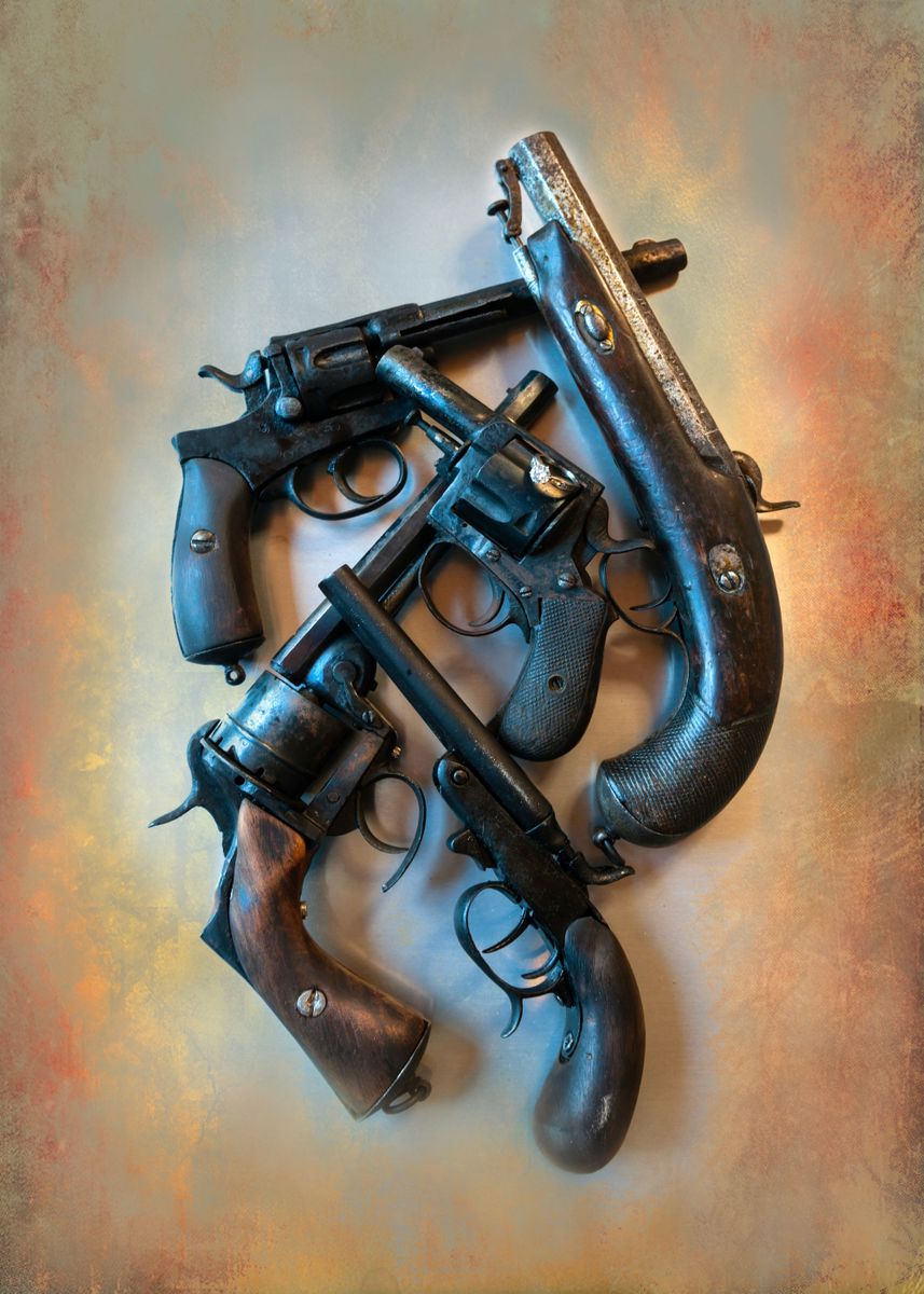 'Antique guns' Poster, picture, metal print, paint by Gouzel Liddle ...