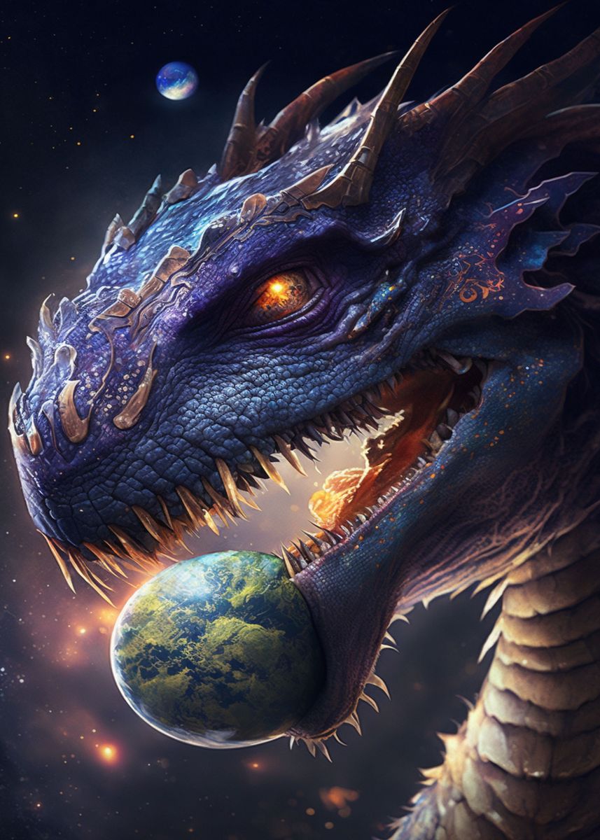 'Dragon Eat Planet 06' Poster, picture, metal print, paint by Trisya ...