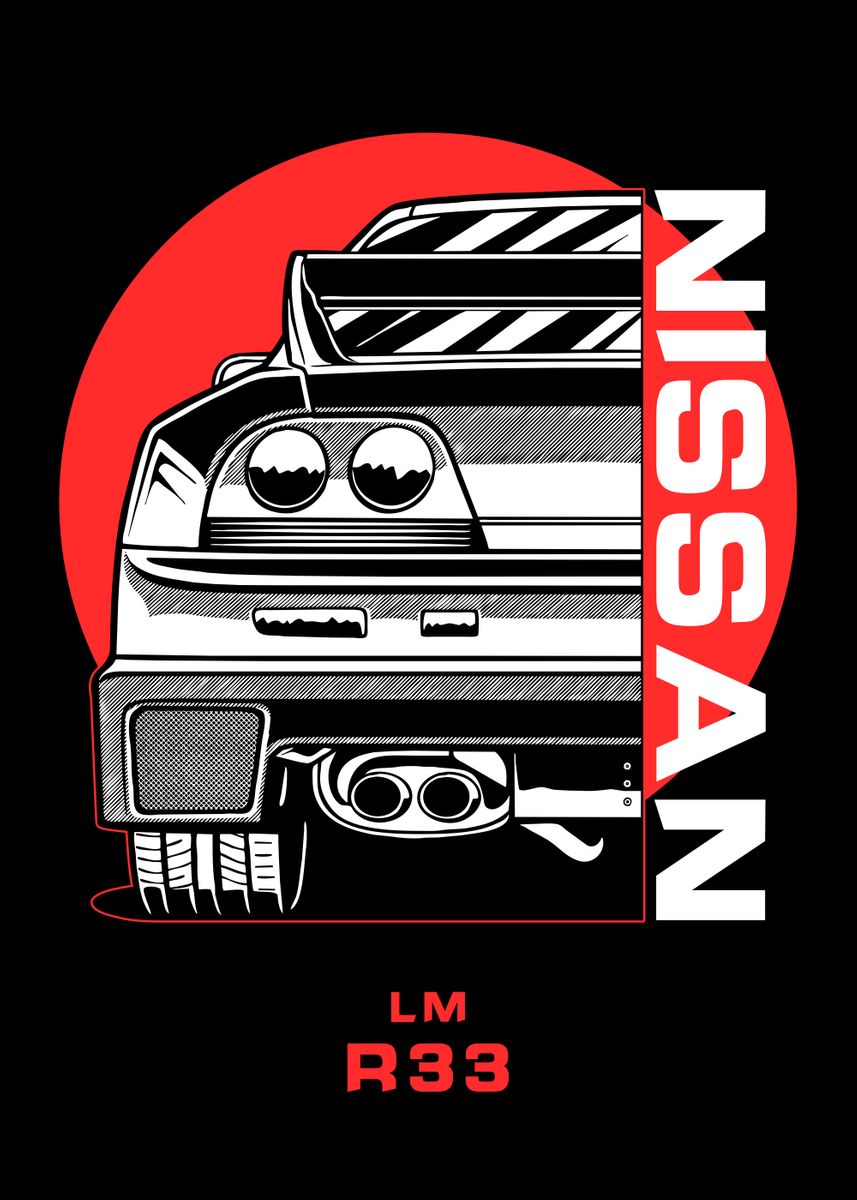 'Nissan R33' Poster, picture, metal print, paint by Faissal Thomas ...