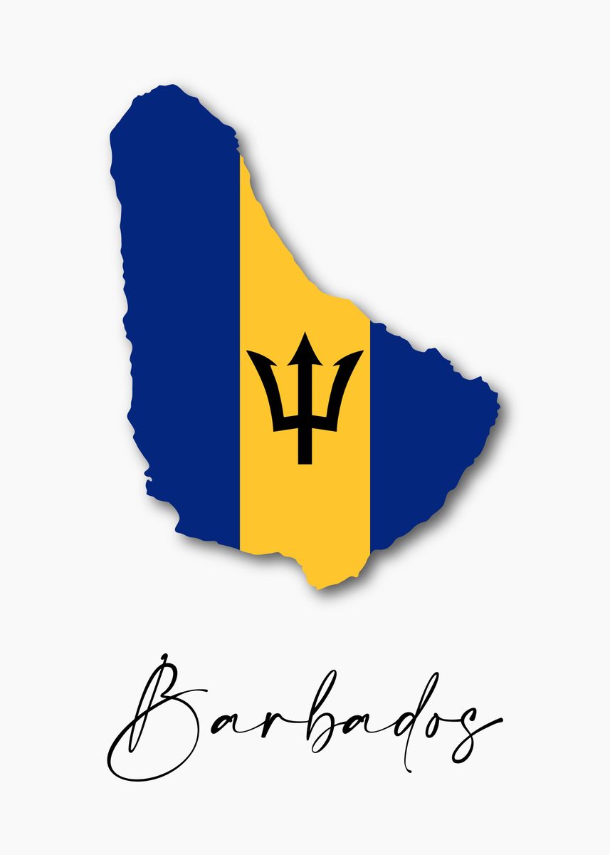 'Barbados Country Map Flag' Poster, picture, metal print, paint by ...