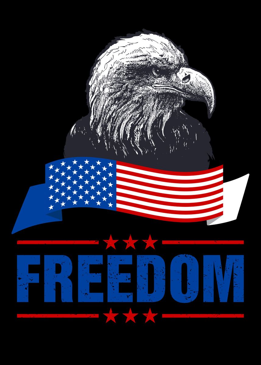 'Freedom American Eagle' Poster, picture, metal print, paint by crbn ...