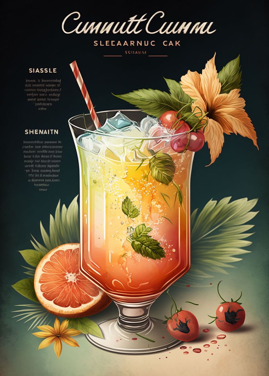'Cocktail Summertime' Poster, picture, metal print, paint by Zukato ...