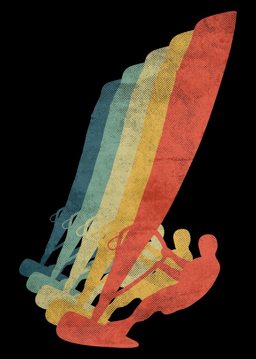 'Windsurfing Surfing Retro' Poster, picture, metal print, paint by El ...