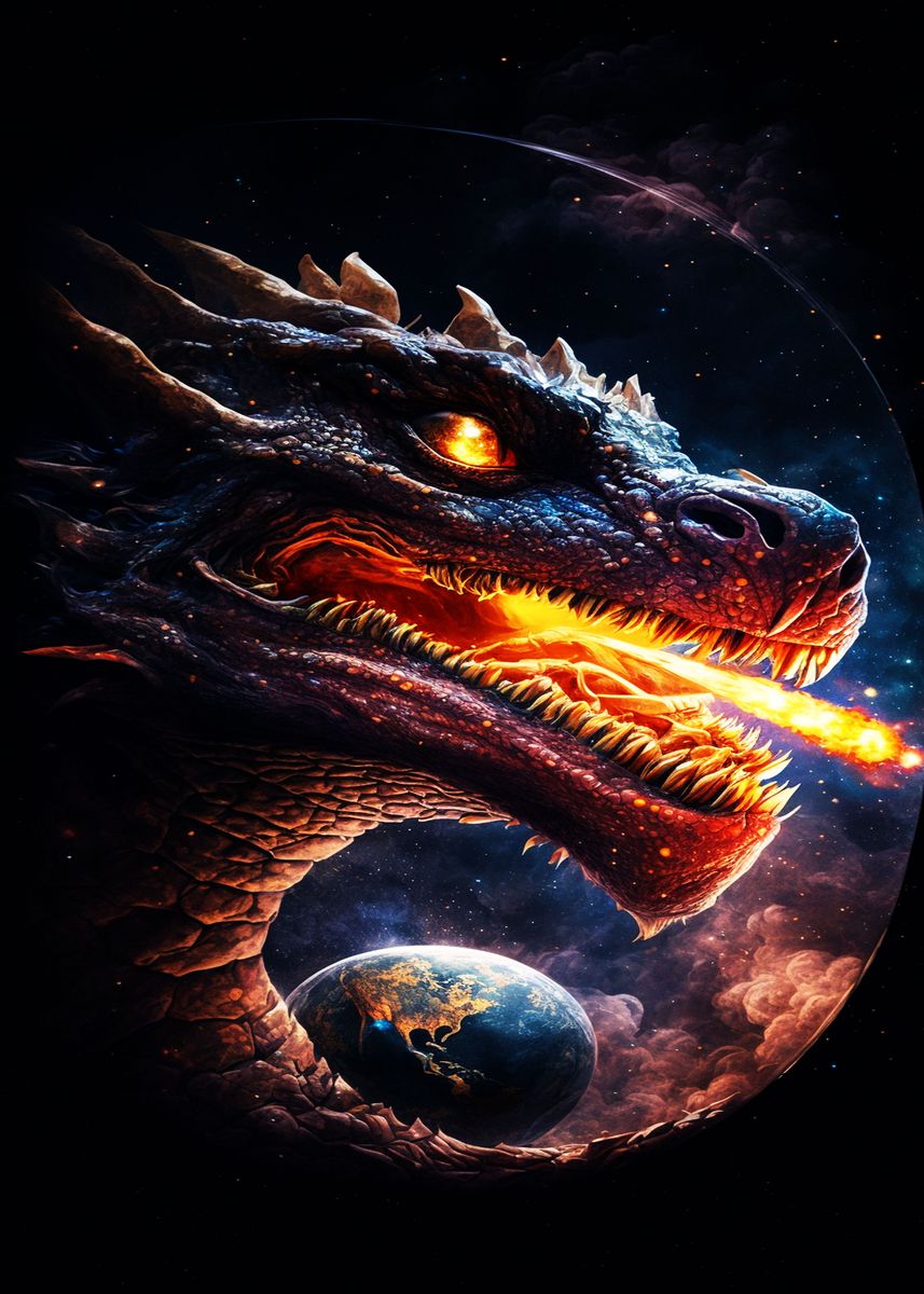 'Dragon Eat Planet 04' Poster, picture, metal print, paint by Trisya ...