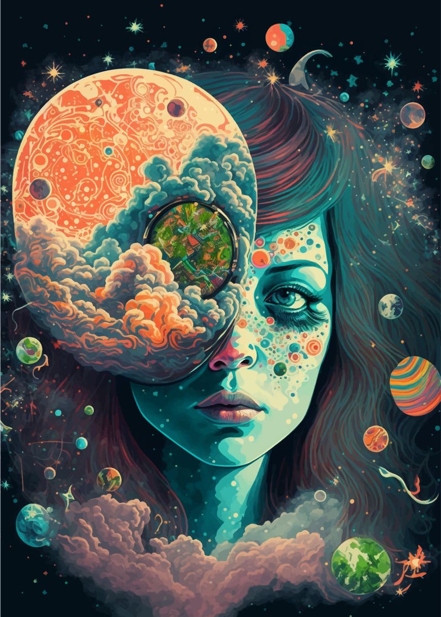 'Cosmic High' Poster, picture, metal print, paint by BnWDesigner | Displate