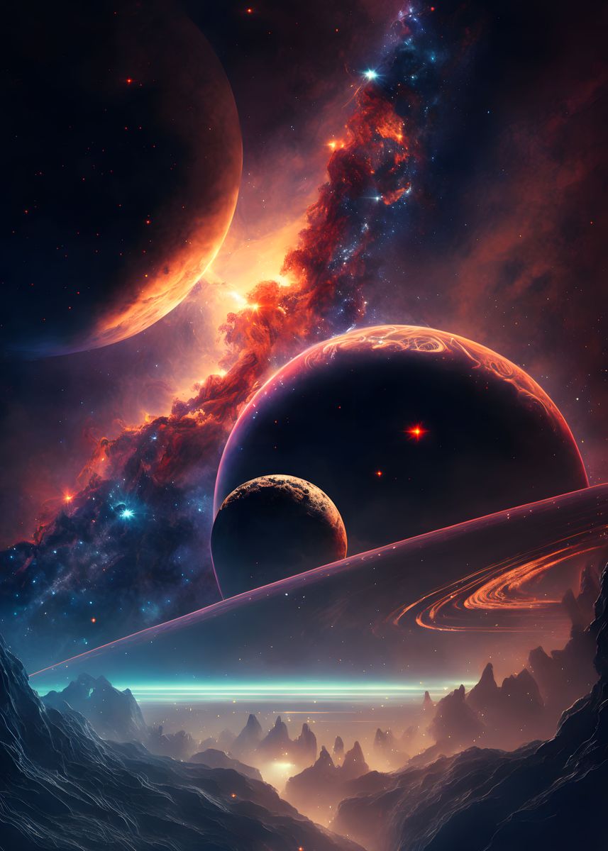 'beautiful space landscape ' Poster, picture, metal print, paint by ...