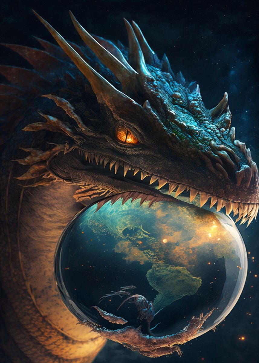 'Dragon Eat Planet 07' Poster by Trisya Art | Displate
