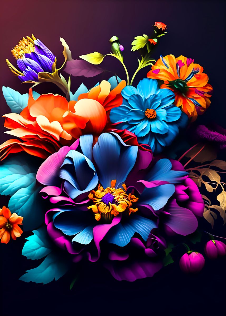 'Flower' Poster, picture, metal print, paint by Ties Rosi | Displate