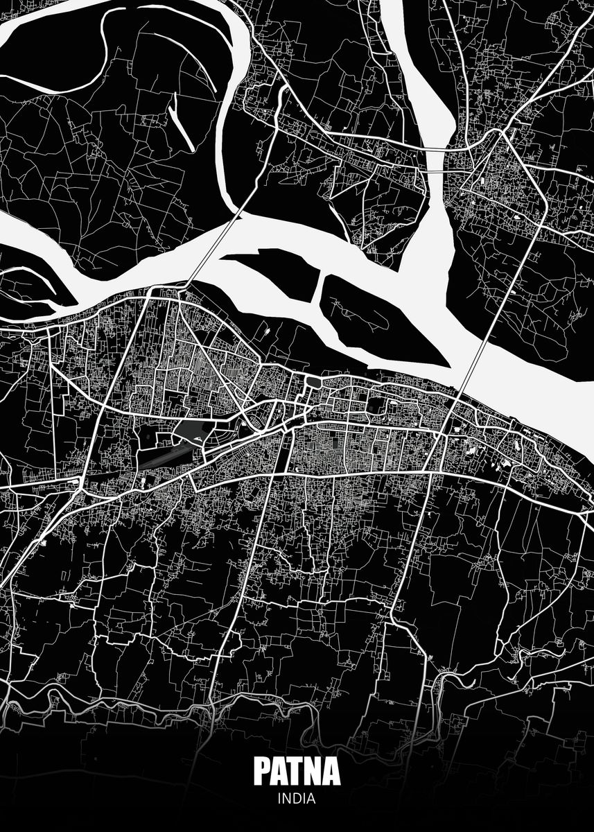 'Patna India Dark Map' Poster, picture, metal print, paint by Zake ...
