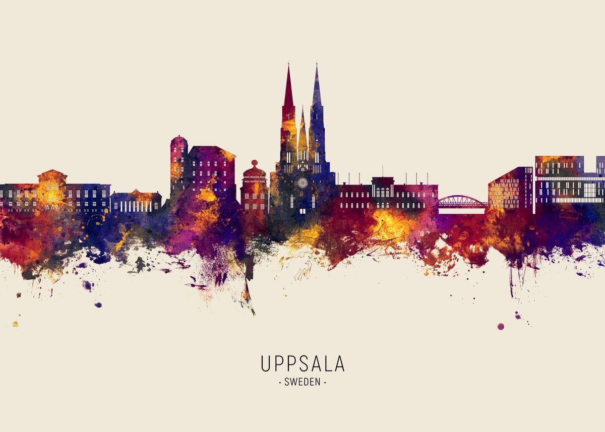 'Uppsala Skyline Sweden' Poster by Michael Tompsett | Displate
