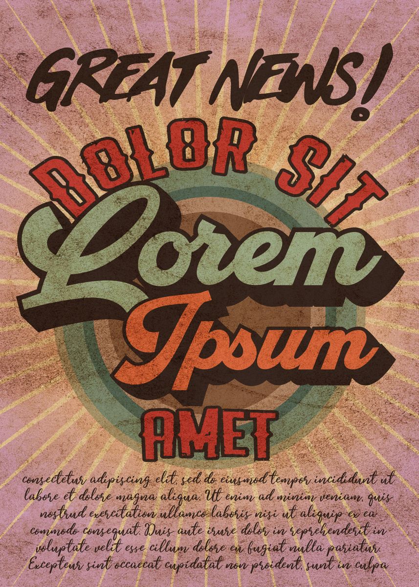 'Lorem Ipsum funny Retro' Poster, picture, metal print, paint by ...