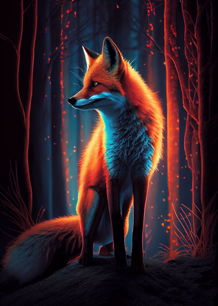 'Fox Forest' Poster, picture, metal print, paint by DecoyDesign | Displate