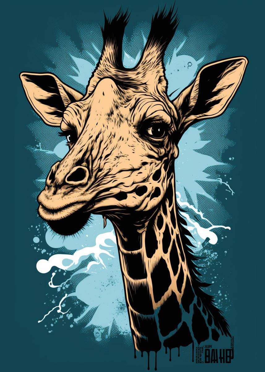 'Comic Giraffe' Poster, picture, metal print, paint by Zukato | Displate