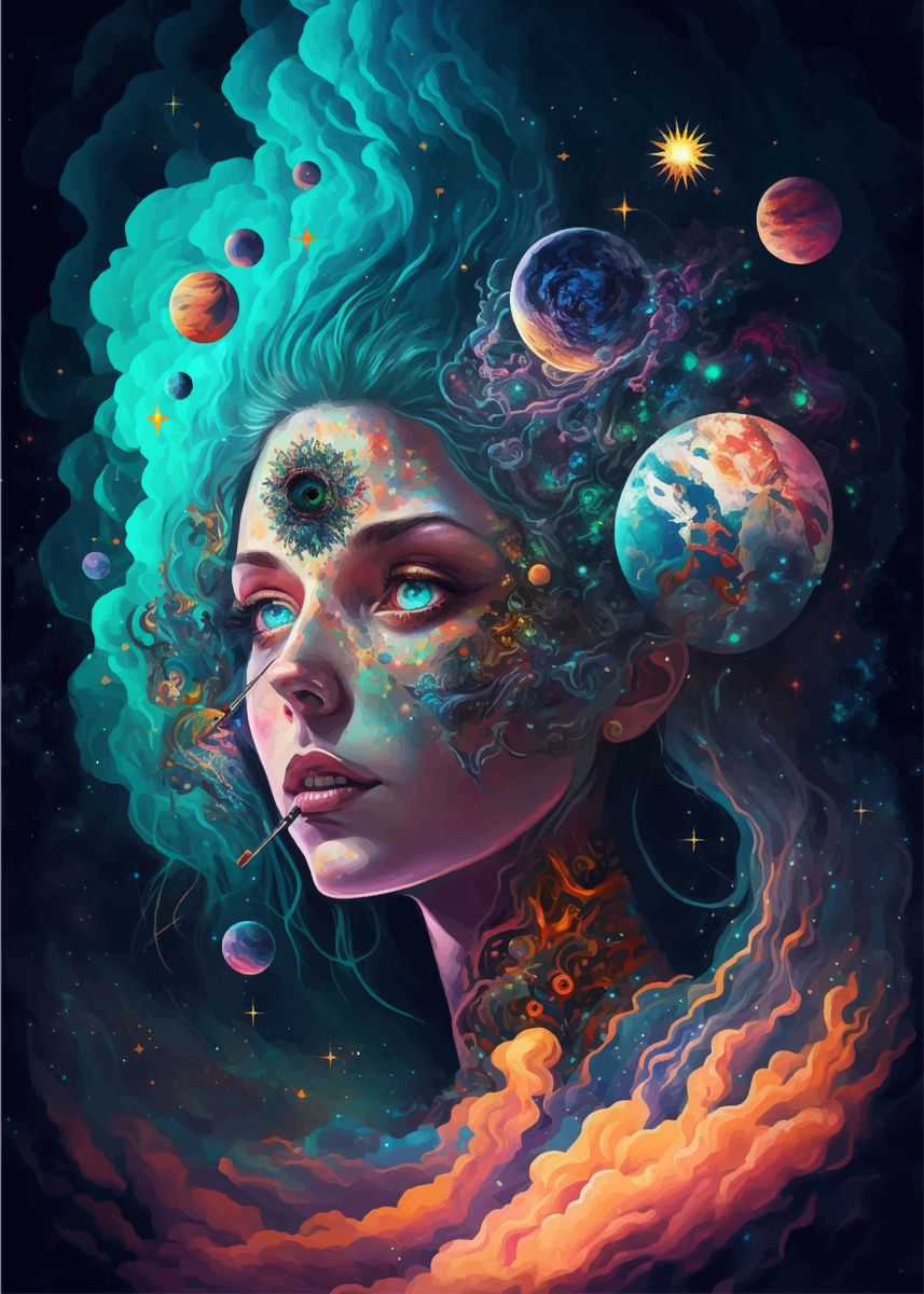 'Cosmic High' Poster, picture, metal print, paint by BnWDesigner | Displate