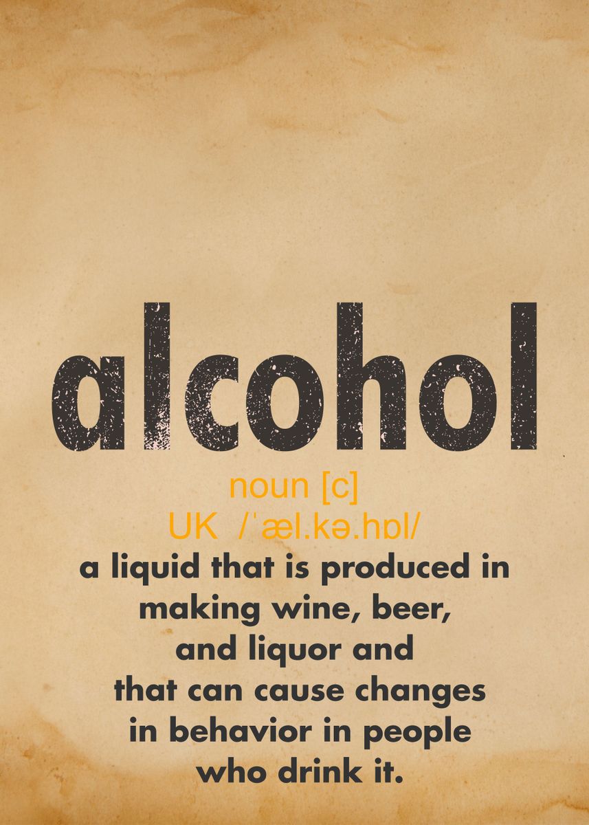 'Alcohol Dictionary' Poster, picture, metal print, paint by Imagination ...