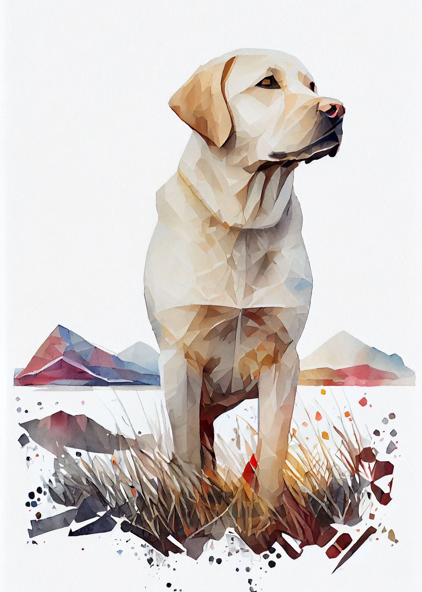 'Low poly labrador' Poster, picture, metal print, paint by Bofferding ...
