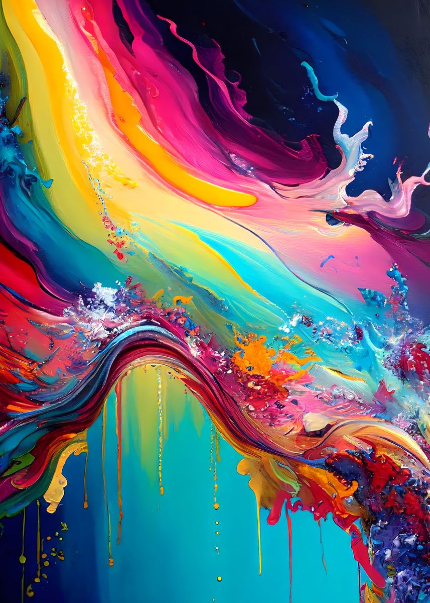 'Abstract Colorful Art' Poster, picture, metal print, paint by Japanese ...