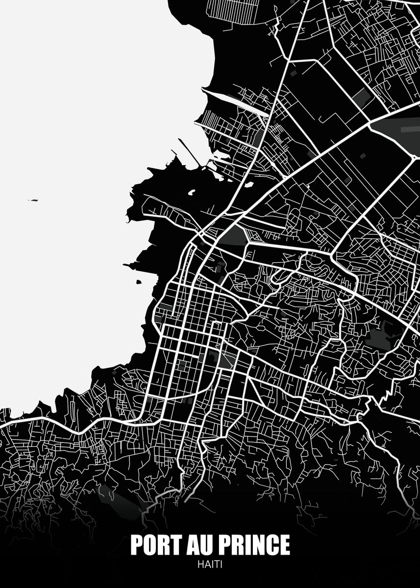 'Port au Prince Haiti Map' Poster, picture, metal print, paint by Zake ...