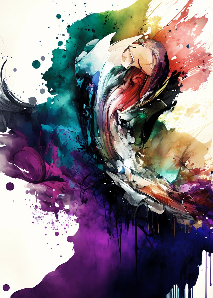 'Abstract Colorful Art' Poster, picture, metal print, paint by Japanese ...