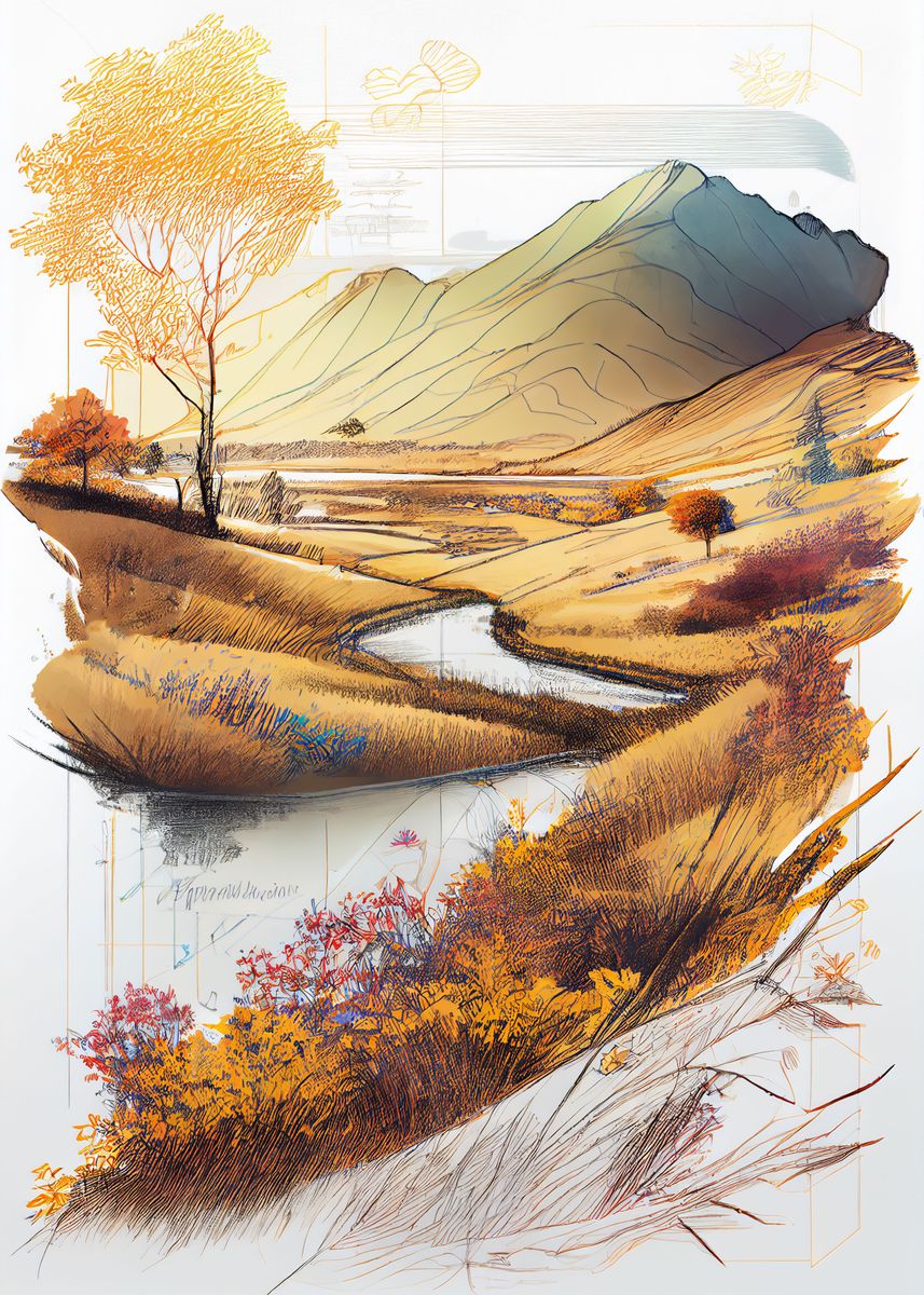 'A beautiful landscape' Poster, picture, metal print, paint by ...