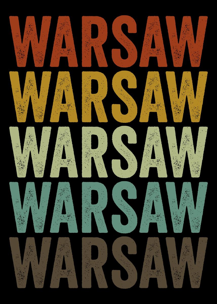 'Warsaw Poland Retro' Poster, picture, metal print, paint by ...