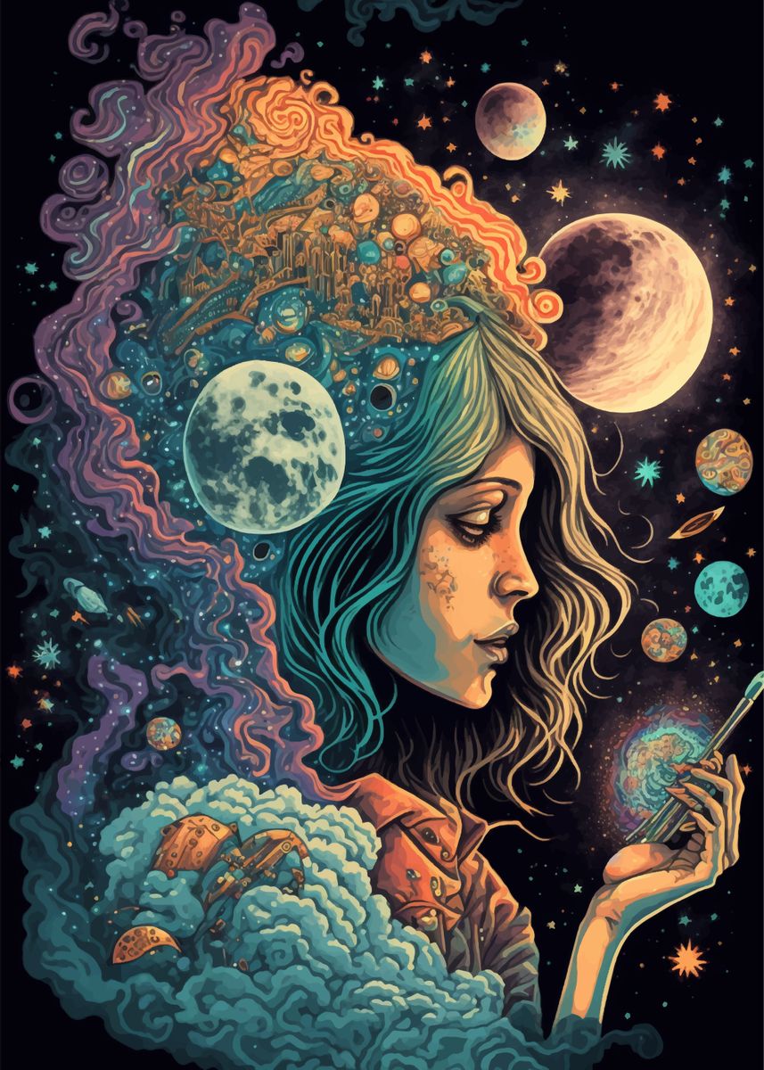 'Cosmic High' Poster, picture, metal print, paint by BnWDesigner | Displate