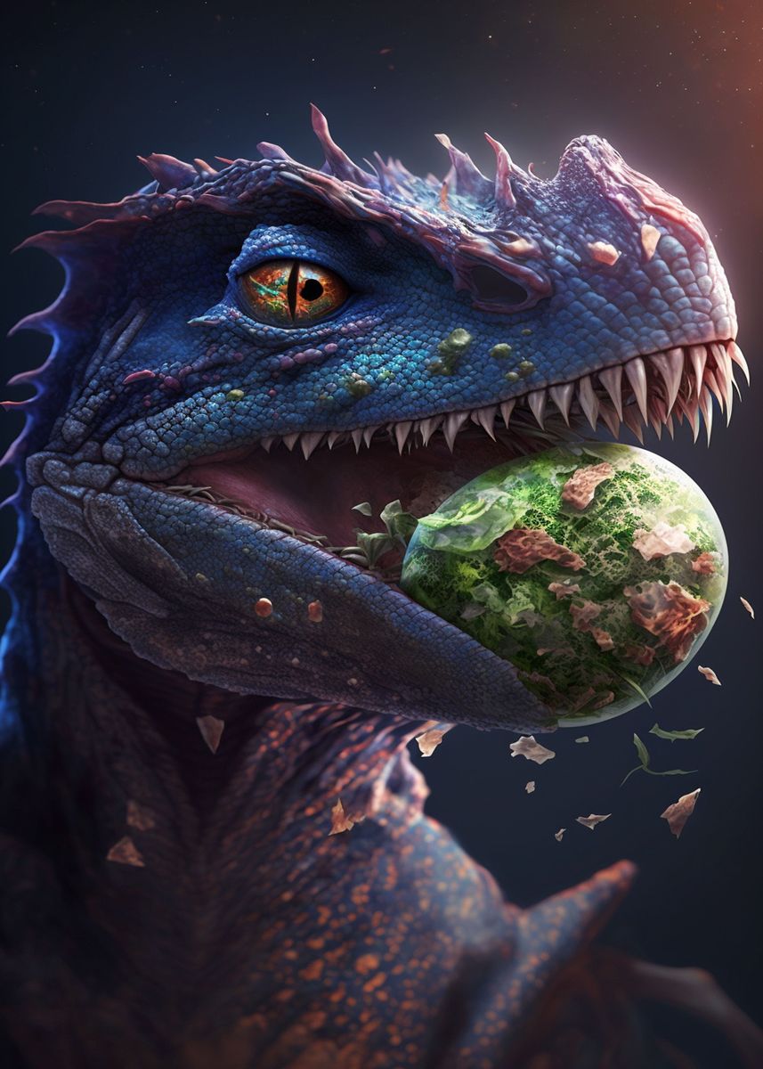 'Dragon Eat Planet 05' Poster, picture, metal print, paint by Trisya ...