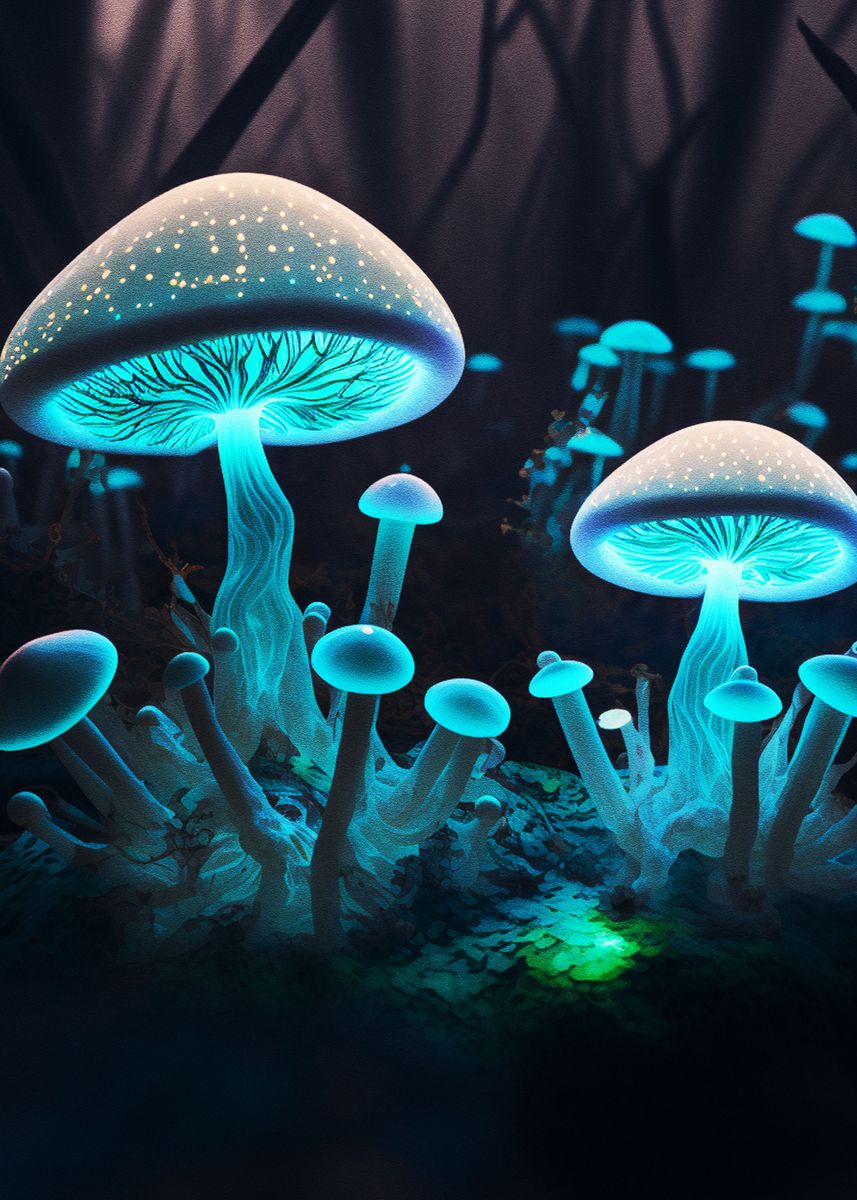 'Neon Mushroom' Poster, picture, metal print, paint by Muh Asdar | Displate