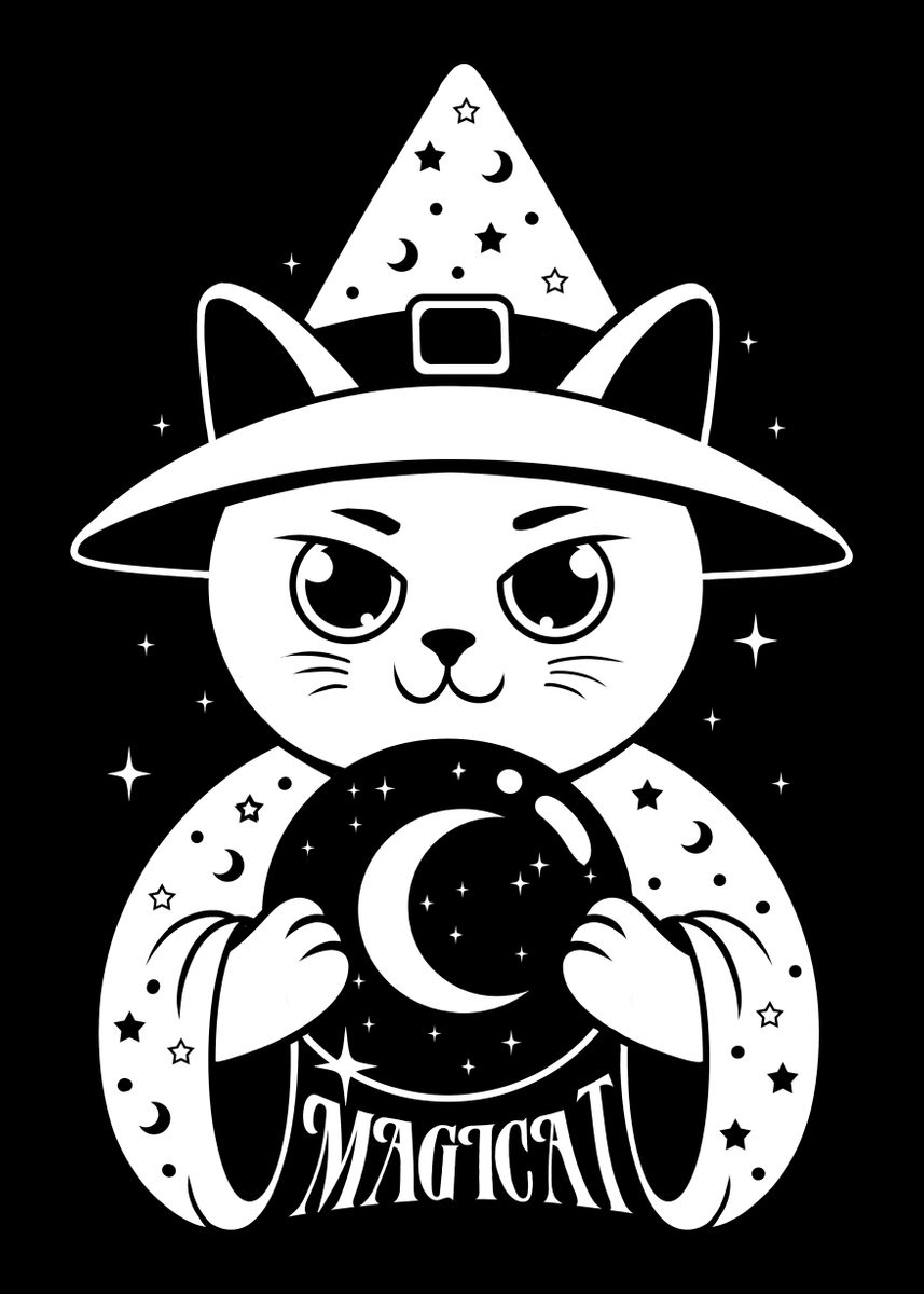 'Magicat' Poster, picture, metal print, paint by Eoli Studio | Displate