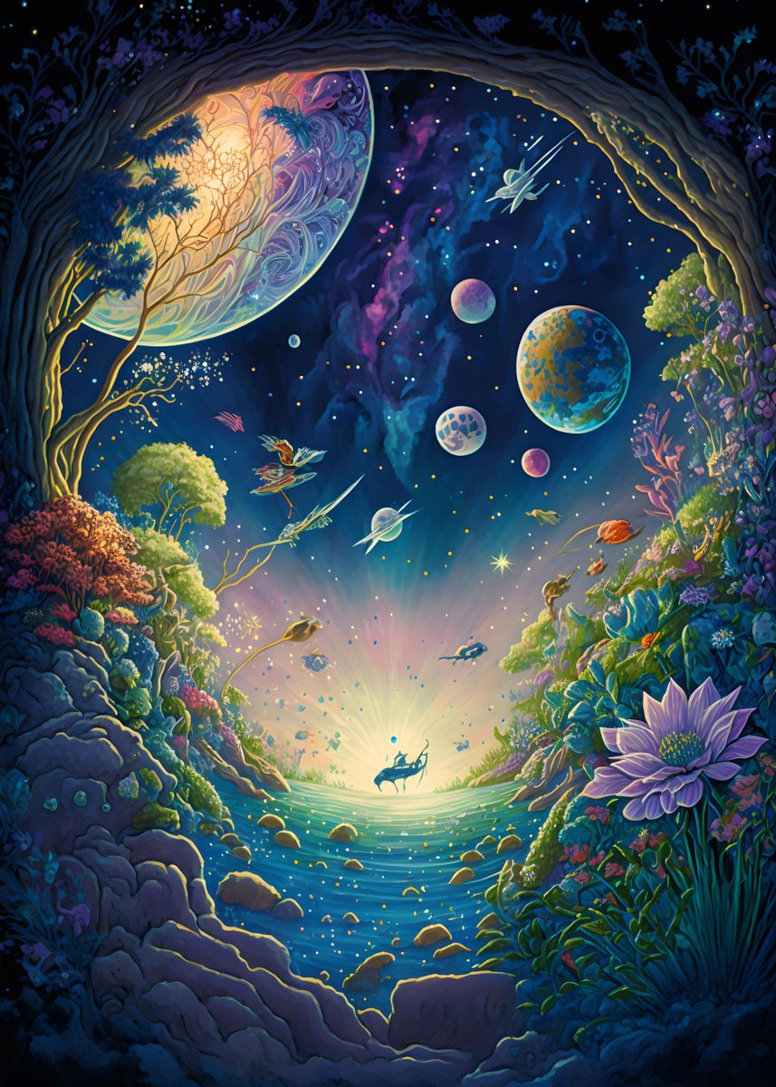 'beautiful planet landscape' Poster, picture, metal print, paint by ...