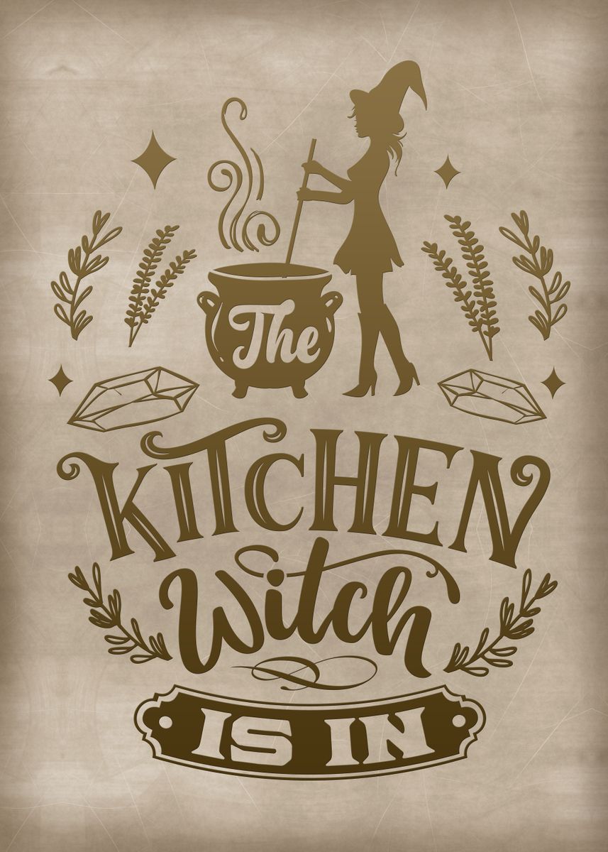 'The kitchen witch is in' Poster, picture, metal print, paint by ...