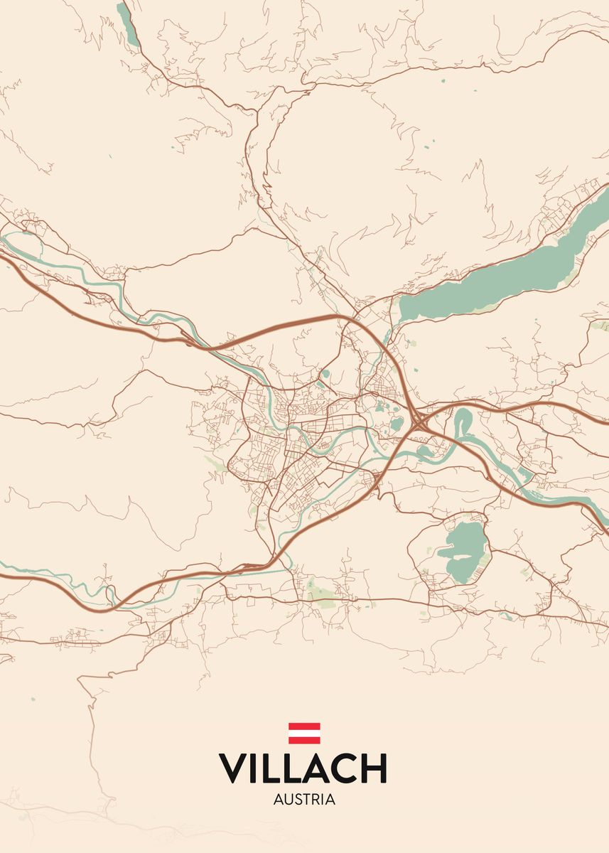 'Villach AT' Poster, picture, metal print, paint by IMR Designs | Displate