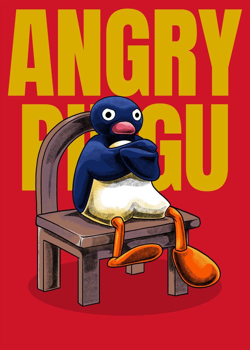'Angry Pingu' Poster, picture, metal print, paint by Mikhaila Poster ...