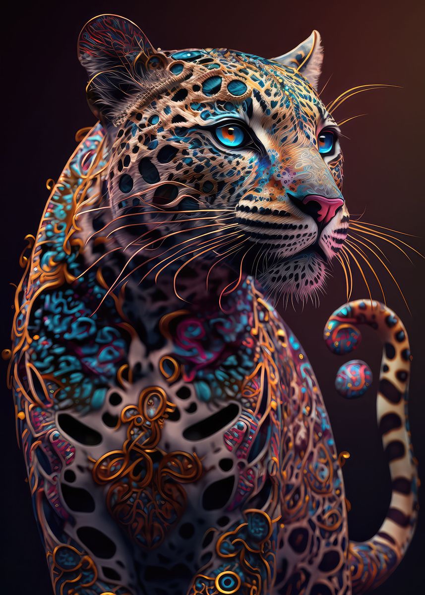'Fierce Leopard in Color' Poster, picture, metal print, paint by Funny ...